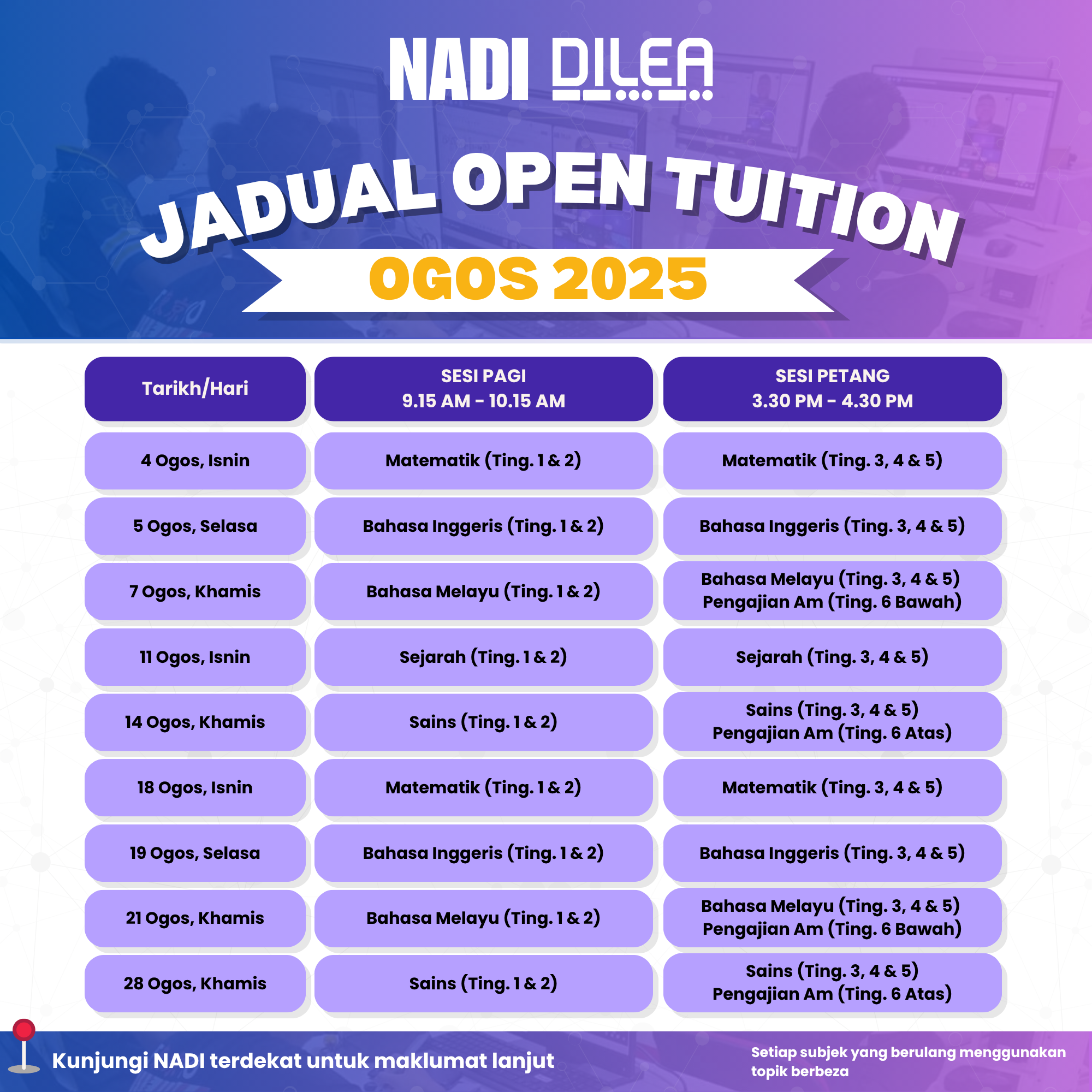 DILEA DIGITAL LEARNING: INISIATIF TERKINI OGOS 2025! – NADI Kg Belukar